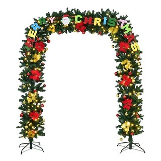 Costway 7.5'X6.7'Pre-Lit Arched Christmas Tree Archway Lights - Bed ...