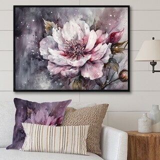 Designart "Pink Green Peonies On Branch I" Floral Peony Framed Wall ...