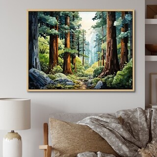 Designart "Redwood Tree Natures Forest I" Tree Redwood Framed Wall Art ...