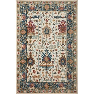 Alexander Home Madaline Traditional Floral Hand-Hooked 100% Wool Area ...