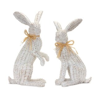 Set of 2 White and Brown Wicker Rabbit Figurines 17.75" - Bed Bath ...
