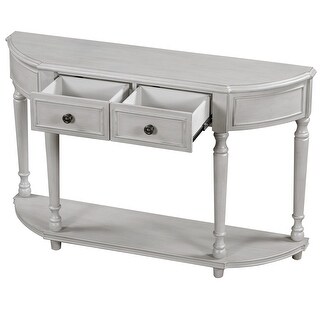 Retro Circular Curved Design Console Table With Open Style Shelf Solid ...