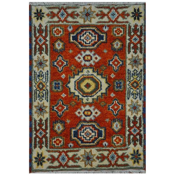 Handmade One-Of-A-Kind Tribal Kazak Wool Rug (India) - 2'x4' - Bed Bath ...