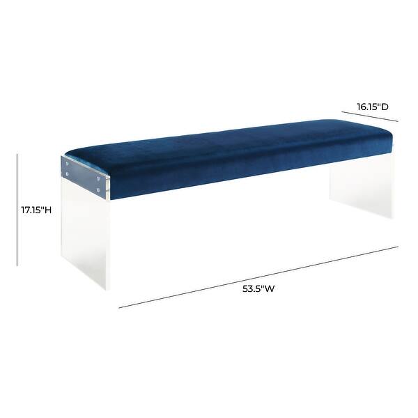 Envy Blue Velvet Acrylic Bench - Bed Bath & Beyond - 11701669