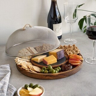 Modern Manor Slate & Acacia Cheese Board w/ Dome by Twine - Bed Bath ...