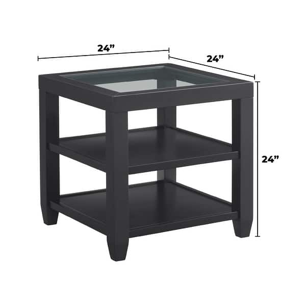 Cordero Wood and Glass Top 24-Inch Wide End Table with Shelf Storage ...