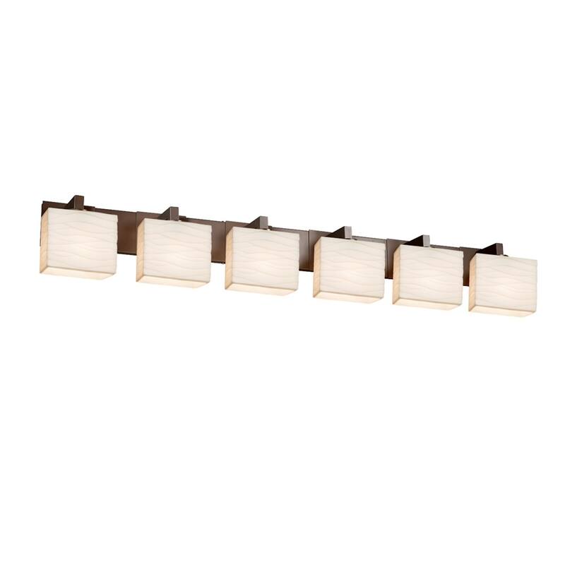 Porcelina Modular 6-Light Dark Bronze Bath Bar, Waves Rectangle Shade ...