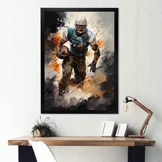 Designart "Football Rapid Field" Football Framed Canvas Wall Art - Bed ...