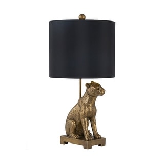 23"H Brown Resin Leopard Table Lamp With Shade - 12" x 12" x 23" - Bed ...