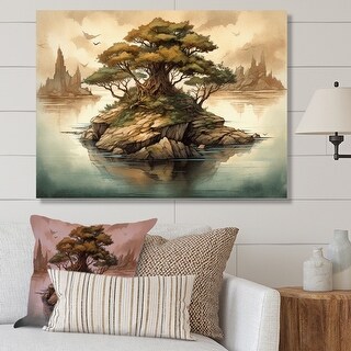 Designart "Bonsai Tree Island I" Tree Floral Canvas Wall Art - Bed Bath ...