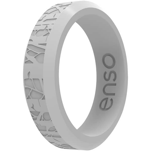 Enso Rings Thin Etched Bevel Series Silicone Ring - Misty Gray Aspen ...