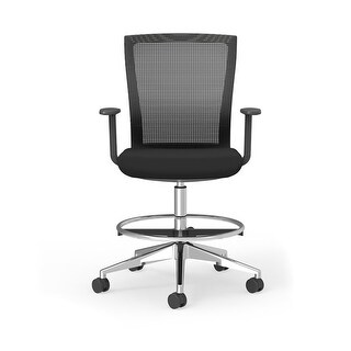 Westin Draft Stool in Black Mesh and Fabric Seat with Polished Aluminum ...