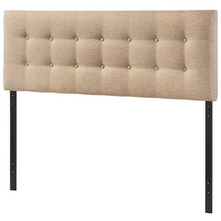 Full size Beige Tan Taupe Fabric Upholstered Button Tufted Headboard ...