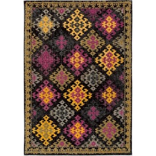Home Bazaar Country & Floral Geometric, Tribal Yellow Area Rug - 7' 10 ...