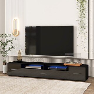 Modern TV Stand with Color Changing LED Lights, High Gloss ...