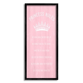 Stupell Pink Princess Rules Sign Kids Motivational Phrases Listed ...