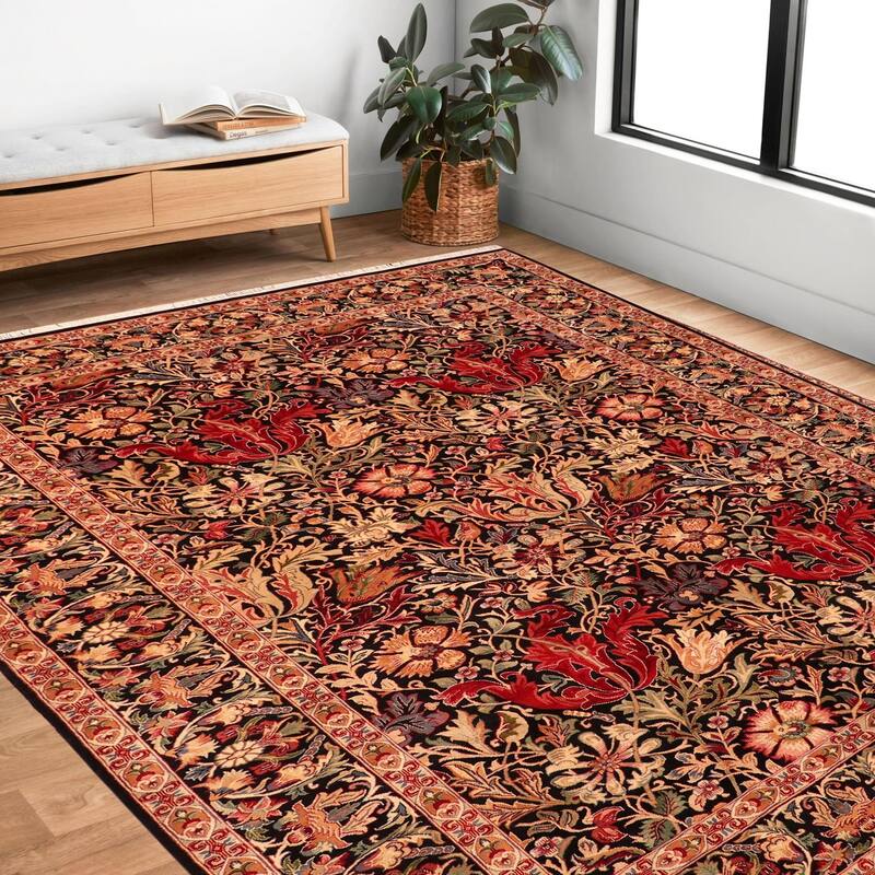 Gulshan Ayub Pak-Persian Annalee Black/Red Wool Rug (6'1 x 8'11) - 6'1 ...
