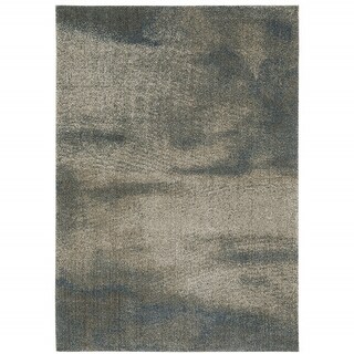 HomeRoots 6' X 9' Grey And Teal Blue Abstract Power Loom Stain ...