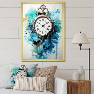 Designart "Clock Time In Motion II" Watches Framed Canvas Wall Art ...