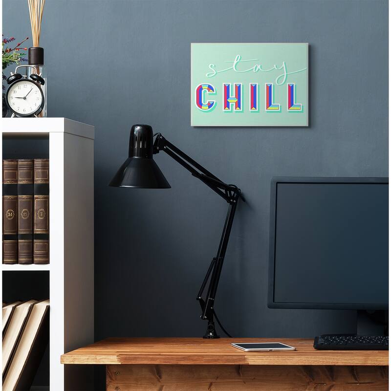 Stupell Stay Chill Green Modern Word Design Wood Wall Art, Proudly Made ...