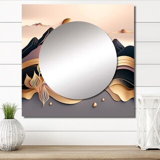 Designart "Gold Metallic Beach View III" Minimalism Wall Mirror ...