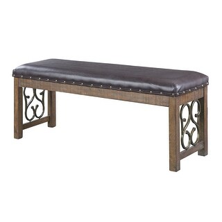 Black and Weathered Cherry Bench with Nailhead Trim - Bed Bath & Beyond ...