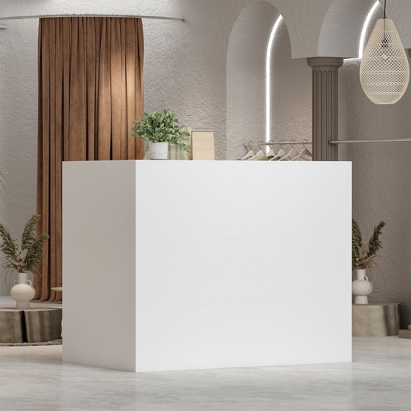 Modern Reception Desk L-Shaped White Front Counter Table by Timechee ...