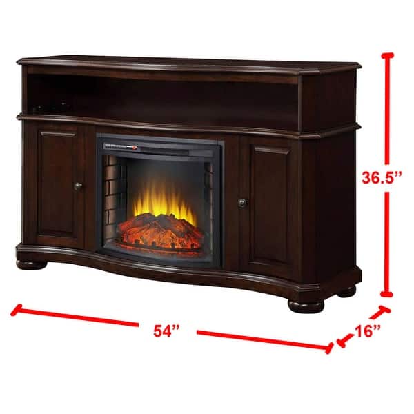 Pleasant Hearth Merrill 54" TV Stand with Electric Fireplace in Merlot ...
