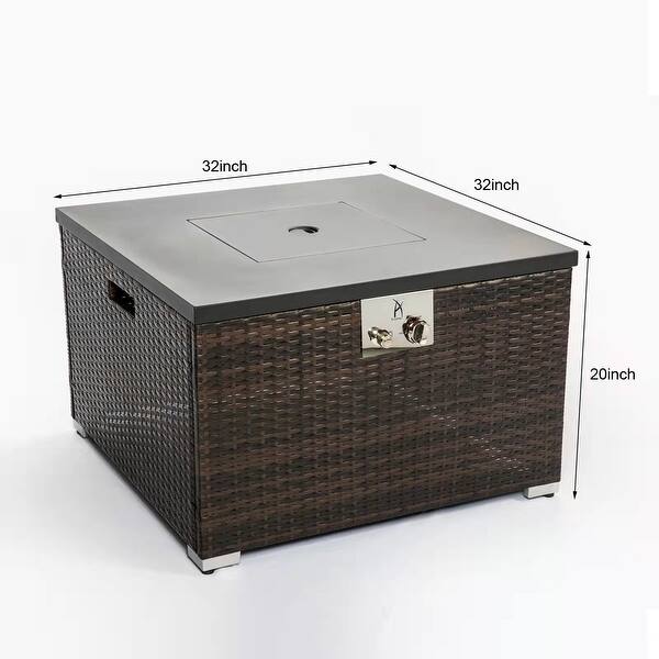 Modern Outdoor Gas Fire Pit Square Dark Brown - Bed Bath & Beyond ...