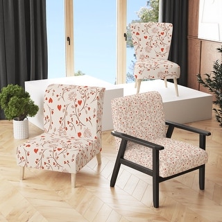 Designart "Red Vector Floral Pattern" Upholstered Patterned Accent ...