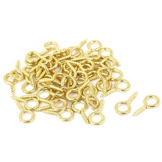 Garden Vine Wire 1.7mm Thread Dia Eyelet Screw Eye Hook 50pcs - Gold ...