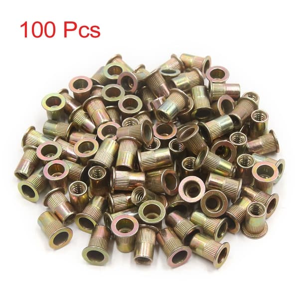 100Pcs Zinc Plated Carbon Steel Car Rivet Nut Flat Head Insert 1/4-20 ...