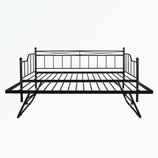Full Size Metal Daybed with Twin Size Adjustable Trundle - Bed Bath ...