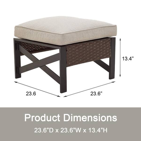 Outdoor Wicker Ottoman Patio Footstool Rattan Furniture Coffee Table ...