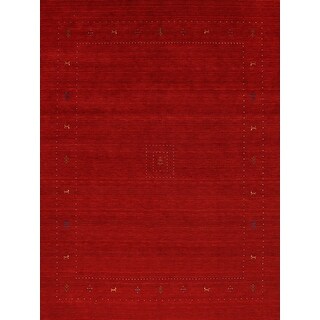 Red Tribal Gabbeh Oriental Area Rug Hand-Knotted Wool Carpet - 8'2" x ...