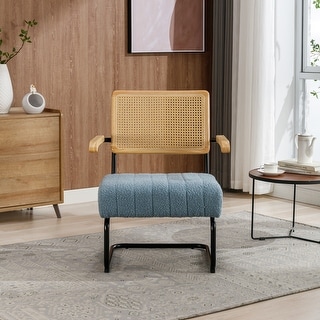 Upholstered Armchair Living Room Accent Chair Light Blue Reading Chair ...