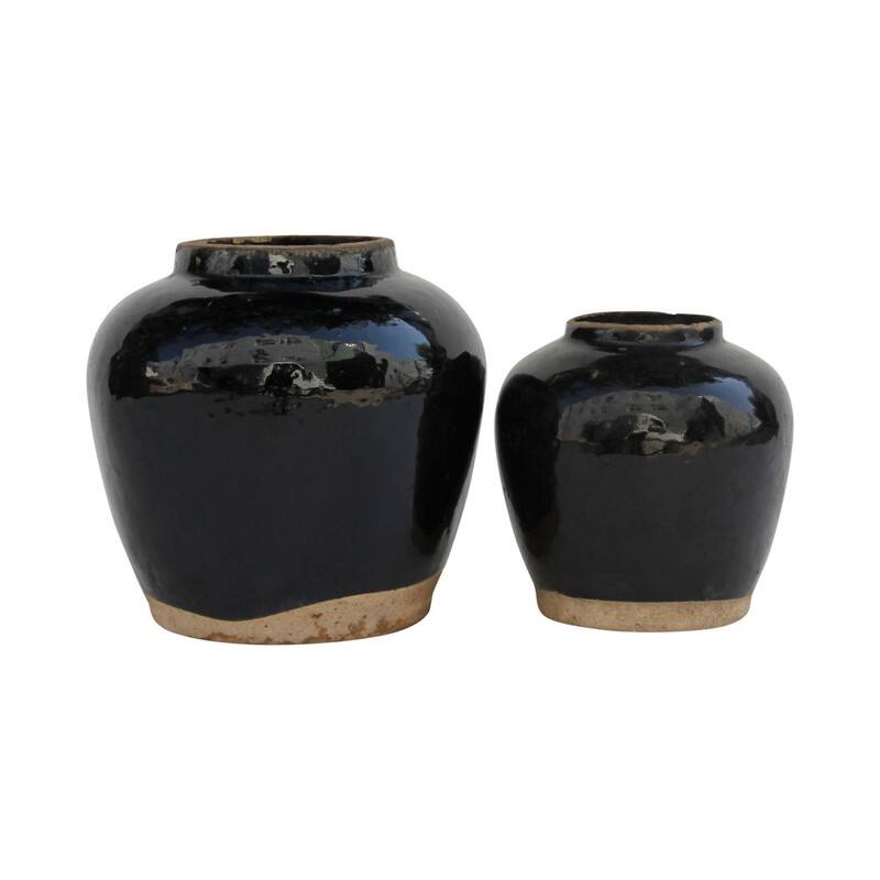 Artissance Large Vintage Glazed Obsidian Vase w/Unfinished Base, 12 ...