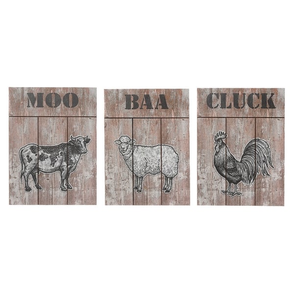Wood Wall Sign With Metal Accent (Farm Animals) (Asstd) - Set of 3 ...