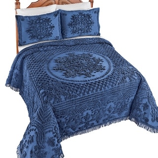 Sophie Chenille Bedspread Blue Full - On Sale - Bed Bath & Beyond ...