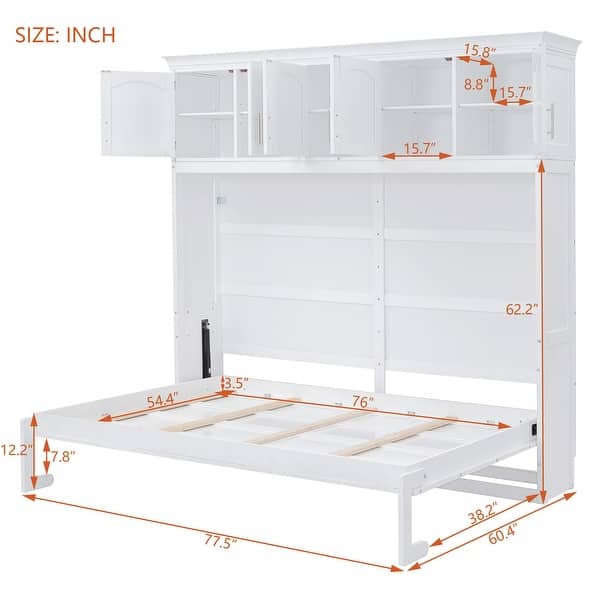 Full Size Murphy Bed Wall Bed with Top Cabinets - Bed Bath & Beyond - 40646451