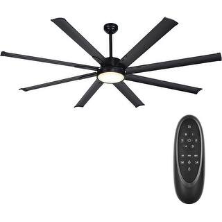 72 Inch Industrial DC Motor Ceiling Fan with LED Light, ETL Listed Damp ...