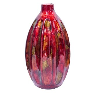 Gia Copper Red Gold Ceramic Foil and Lacquer Ridged Vase - Bed Bath ...