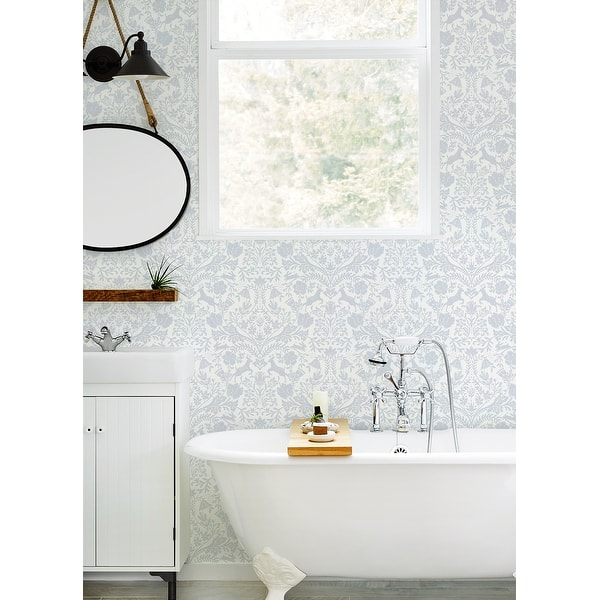 Chesapeake Forest Dance Light Blue Damask Wallpaper - Bed Bath & Beyond ...