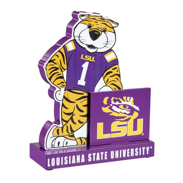 8 in. Wooden Mascot Statue with Team Logo, Louisiana State University ...