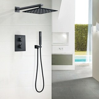 Matte Black Rainfall Shower Head 10'' Thermostatic Shower System - Bed ...