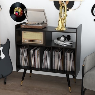 Record Player Table with Charging Station, Bedroom Bedside Table, Side ...