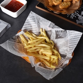 100Pcs Greaseproof Paper Food Grade Multipurpose Square Newspaper Theme ...