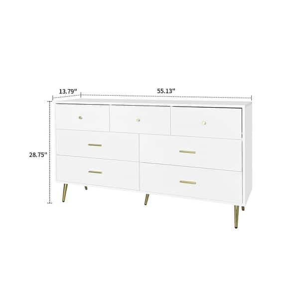 Modern Stylish Wooden Horizontal Storage Dresser with 7 Drawers - Bed ...