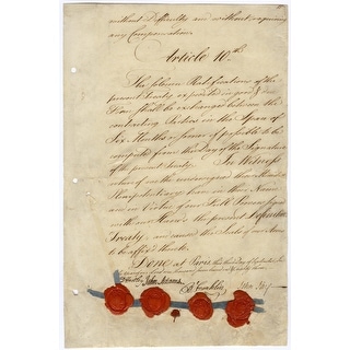 Second Page Of Treaty Of Paris 1783 At The Bottom Next To Red Wax Seals ...
