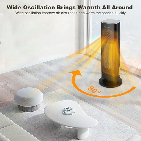 1500W Oscillating Ceramic Tower Heater with Remote Control - Bed Bath ...